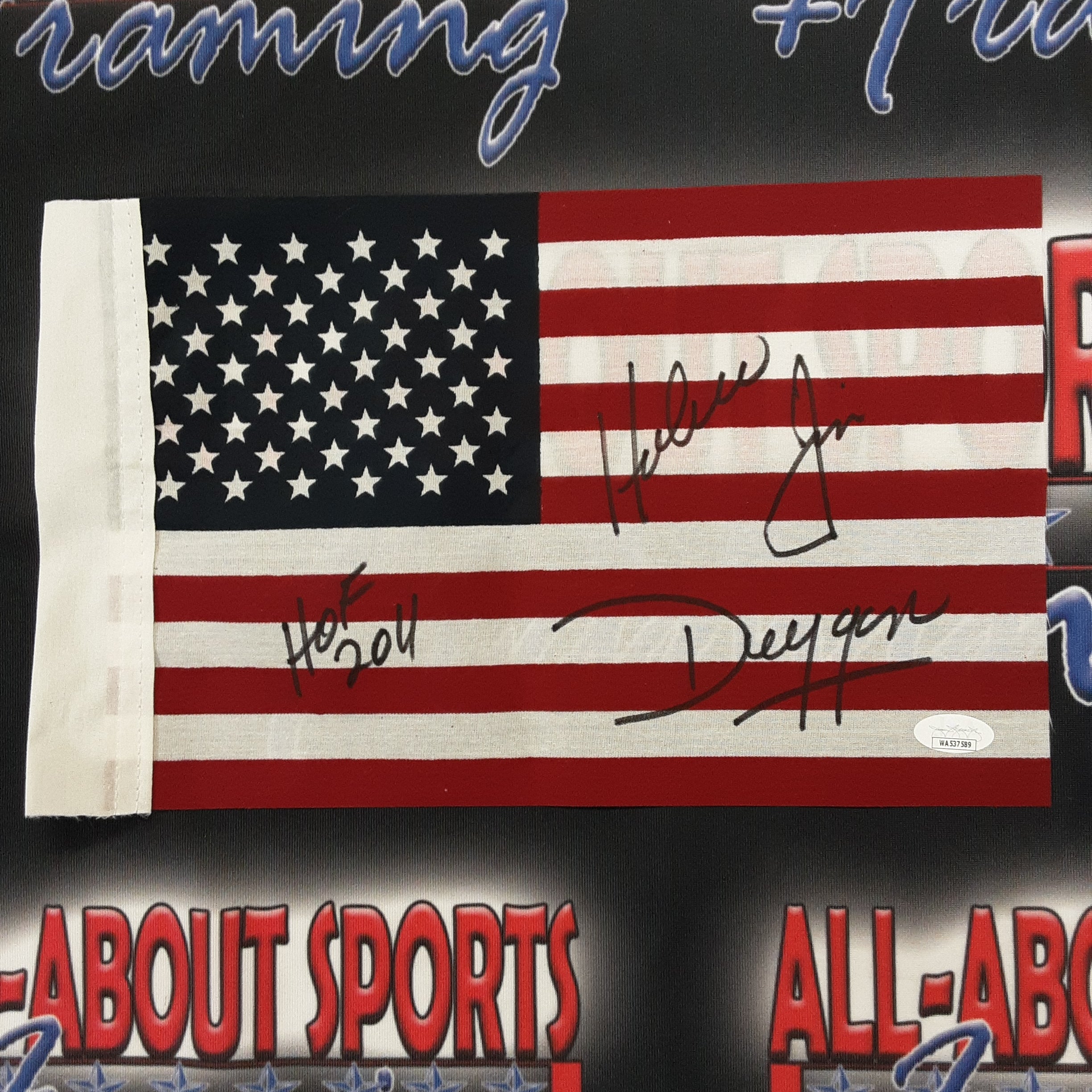 "Hacksaw" Jim Duggan Authentic Signed Autographed Mini American Flag w