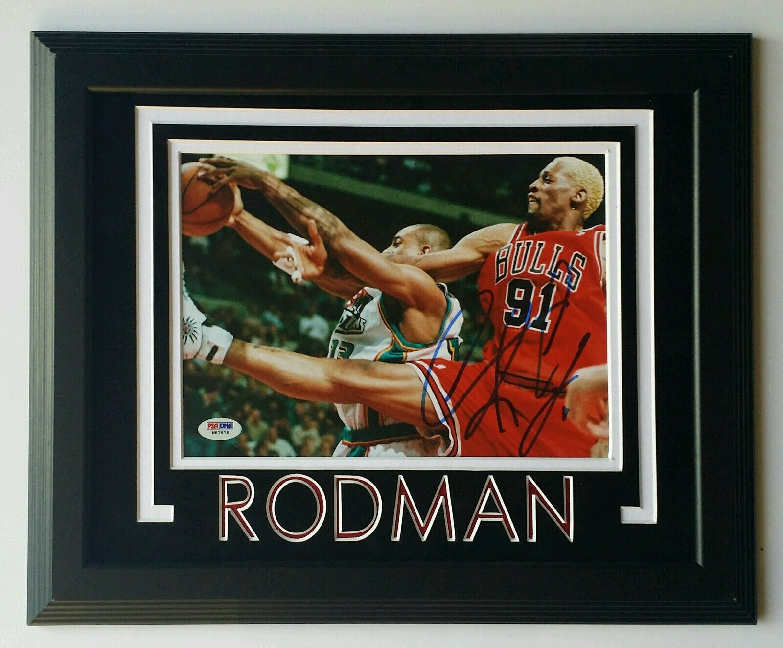 Dennis Rodman Authentic Signed Framed 8x10 Photo Autographed PSA-